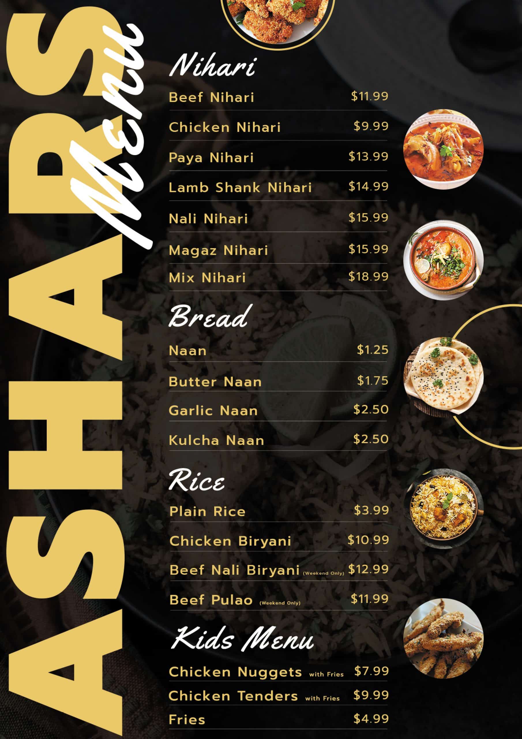 MENU - Ashar's Kitchen