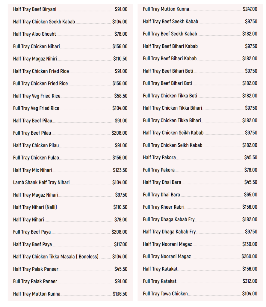 Ashar’s Kitchen MENU (Updated November 2023)